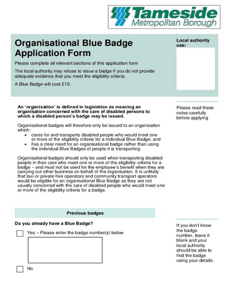Fillable Online Blue Badge Application Form Carmarthenshire County