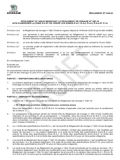 Remplissable En Ligne Rglement Modifiant Le Rglement De Zonage No 483 U