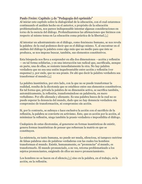 Cap 3 pedagogia del oprimido freire Paulo Freire Capítulo 3 de