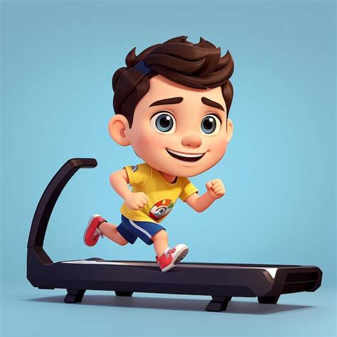 Chico Lindo Corriendo En La Cinta De Correr Icono Vectorial De Dibujos