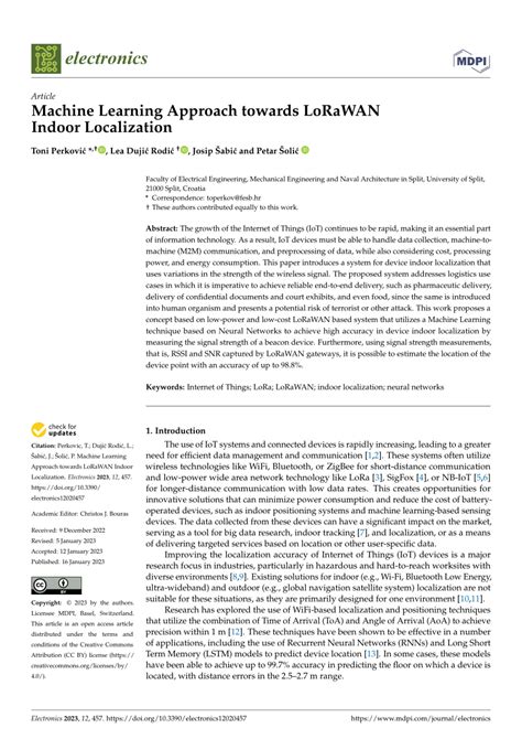 pdf machine learning approach towards lorawan indoor localization