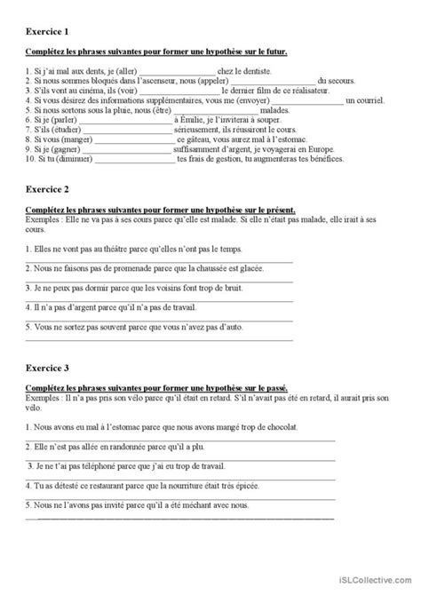 Les Hypoth Ses Au Pr Sent Futur Et Fran Ais Fle Fiches Pedagogiques