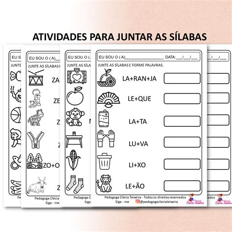 Atividades para juntar as sílabas Clécia Teixeira