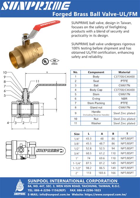 Taiwan Designed Sunprime Brass Ball Valve UL FM