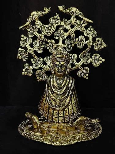 Golden Gold Plated Aluminium Lord Khatu Shyam Statue For Interior
