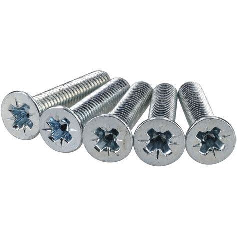 R TECH 337077 Pozi Countersunk Machine Screws BZP M4 20mm Pack Of 100