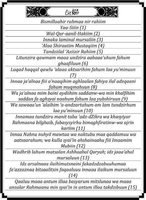 Bacaan Lengkap Surat Yasin Ayat Versi Tulisan Arab Dan Latin The Best