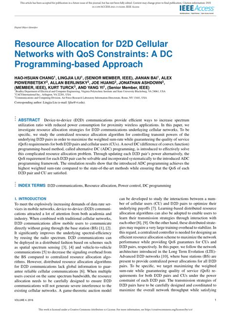 pdf resource allocation for d2d cellular networks with qos constraints a dc programming