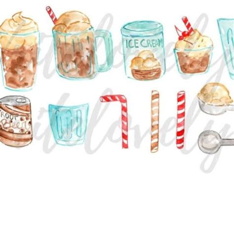 Watercolor Root Beer Float Clipart Master Bundles
