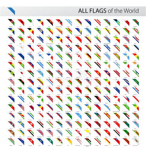 Todas Las Banderas Del Vector De La Esquina Del Mundo Colección Stock