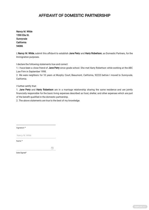 Affidavit Of Support Marriage Sample Relationship Letter For