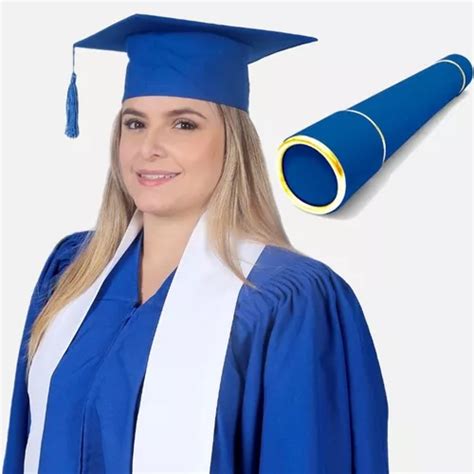 Capelo Formatura Azul Royal Canudo Kit Frete Gr Tis
