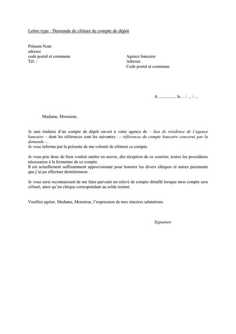 Lettre de clôture de compte bancaire téléchargement gratuit documents