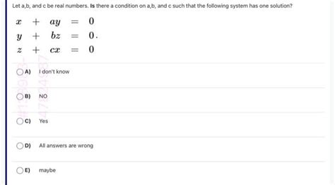 solved let a b and c be real numbers is there a condition
