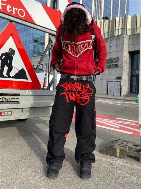 Men Cargo Pant Minus Two Cargo Y2K Street Trend 2023 Letter Printing