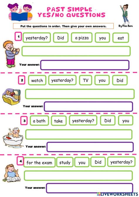 Past Simple Yes No Questions Activity Learn English Words English