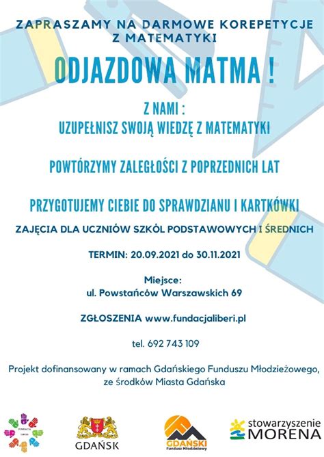 Odjazdowa Matma bezpłatne zajęcia z matematyki na terenie szkoły