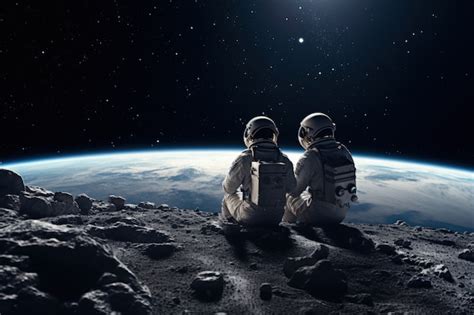 Fotografia Completa De Astronautas Usando Equipamentos Imagem Gerada