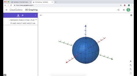 graphing spherical coordinates in geogebra 3d part 1 a sphere youtube