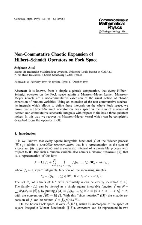 pdf non commutative chaotic expansion of hilbert schmidt operators on fock space