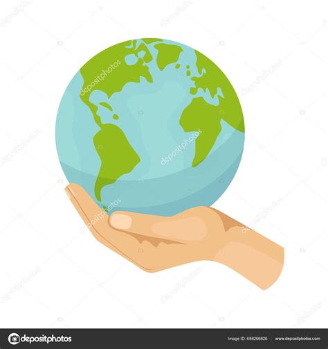 Planet Hands Cartoon Human Hands Hold Different Ecological Symbols
