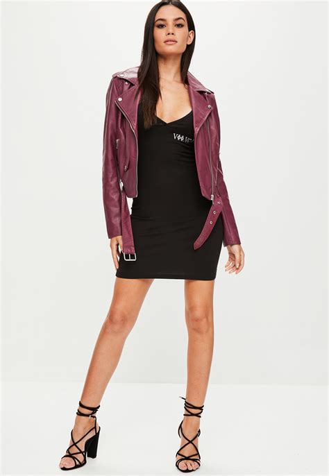 Lyst Missguided Burgundy Biker Jacket