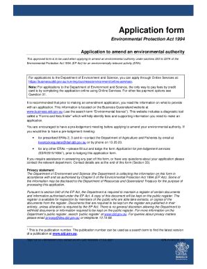 Fillable Online Application For The Amendment Of An Environmental