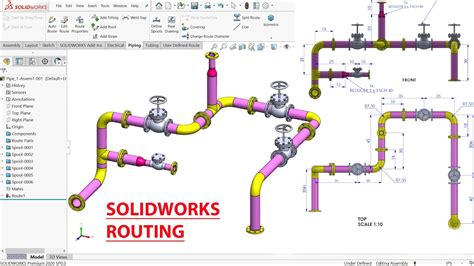 SolidWorks Routing Tutorial Pipes Valves Flanges Assembly YouTube