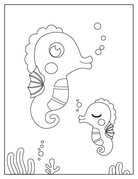 Cavalo marinho de Desenho Básico para colorir imprimir e desenhar