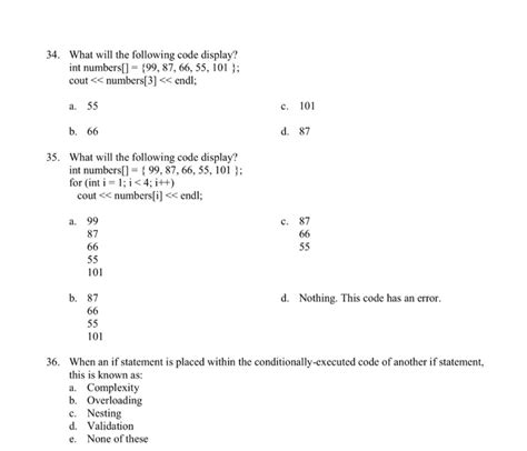solved 34 what will the following code display int numbers