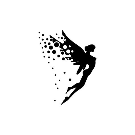 Silhouette Of A Flying Fairy With Wings Vector Art At Vecteezy