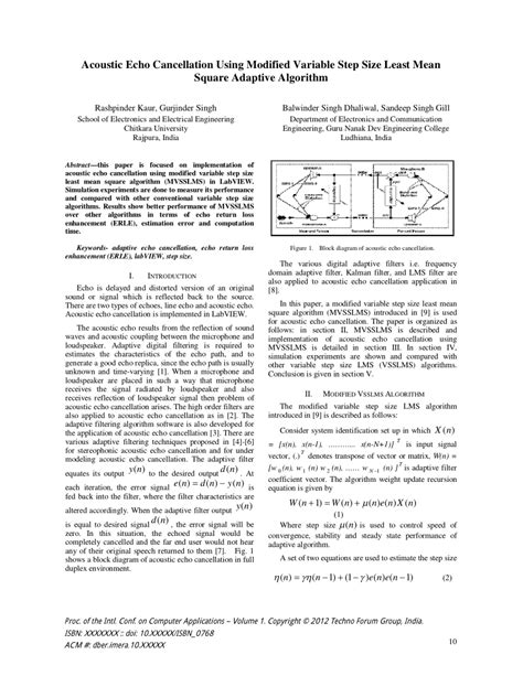 pdf acoustic echo cancellation using modified variable step size least mean square adaptive
