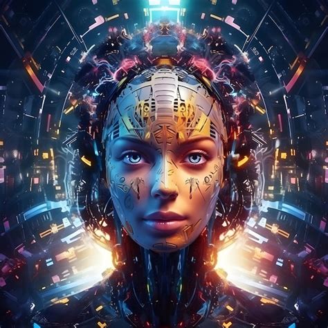 Premium AI Image Cyborg Woman Face With Futuristic Cyborg Head 3D