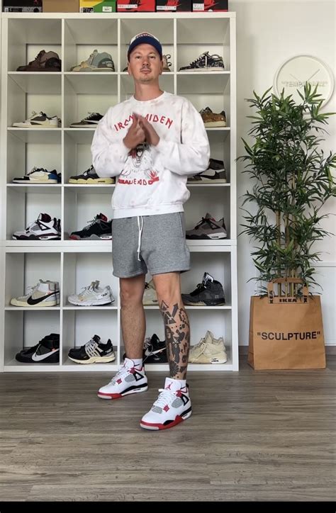 Short Outfits Cute Outfits Mens Outfits Jordan 4 Fire Red Outfit
