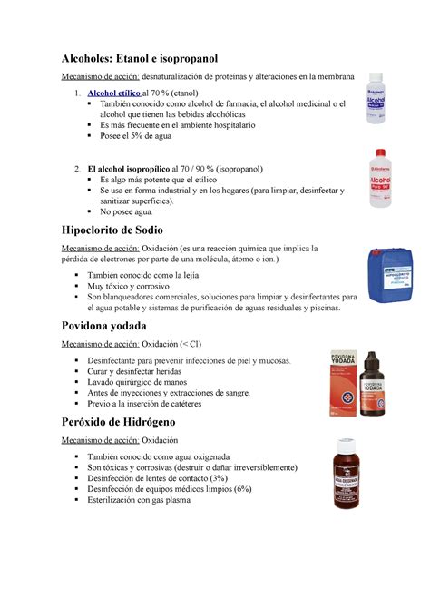 Métodos quimicos de control microbiano Alcoholes Etanol e