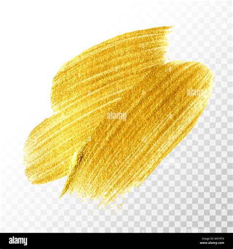 Gold Hand Drawn Paint Brush Stroke Isolated On Transparent Background