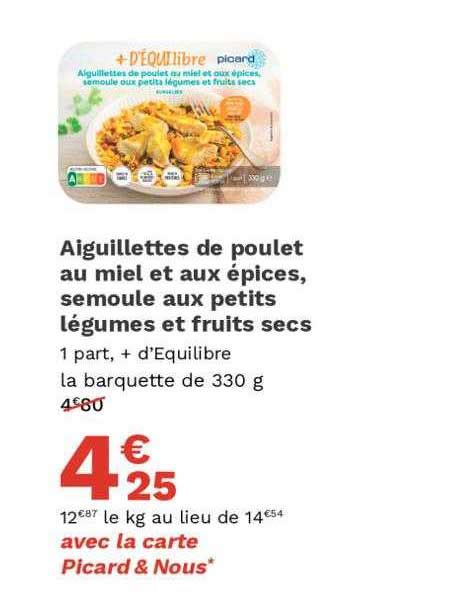 Promo Aiguillettes De Poulet Au Miel Et Aux épices Semoule Aux Petits