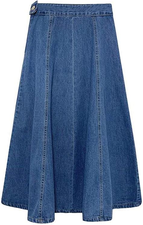 Gonna In Denim A Pieghe A Vita Alta Primavera Estate Gonna Lunga In