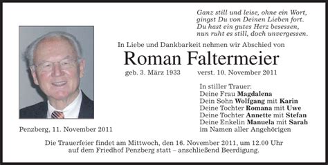 Traueranzeigen Von Roman Faltermeier Trauer Merkur De