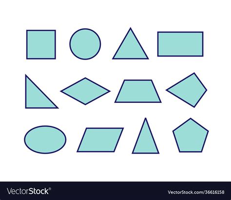Basic 2d Shape Set Geometric Shapes Royalty Free Vector