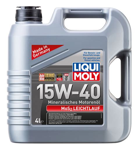 Минеральное моторное масло MoS2 Leichtlauf 15W 40 4 л 2631 LIQUI MOLY