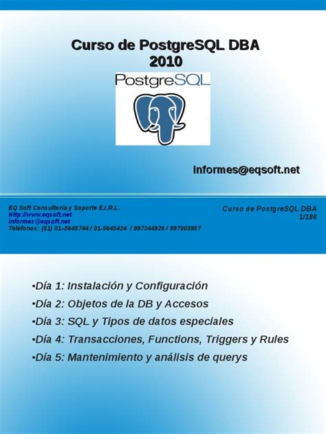 curso de postgresql 2010 pdf postgre sql bases de datos
