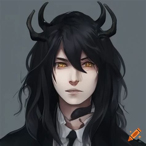 Realistic Anime Of A Male Character With Black Hair And Yellow Eyes On