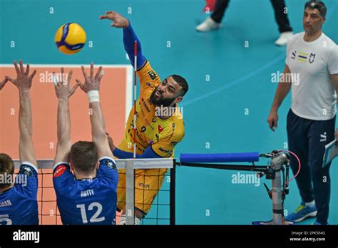 Earvin Ngapeth 9 Of Modena Pictured In Action During A Volleyball