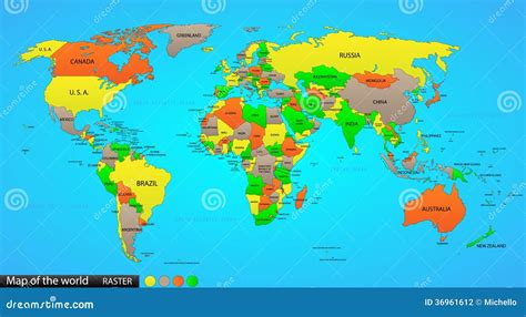 Politische Karte Der Welt Stockfotografie Bild 36961612