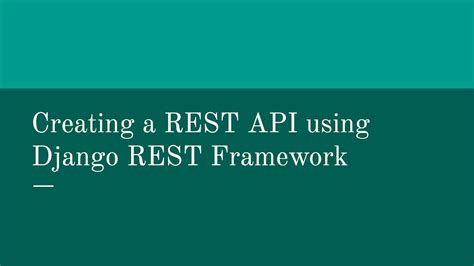 Developing A REST API With Django REST Framework YouTube