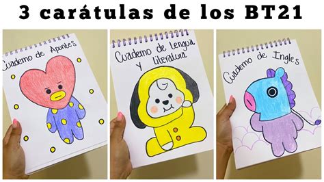 3 carátulas de BT21 para tus cuadernos YouTube