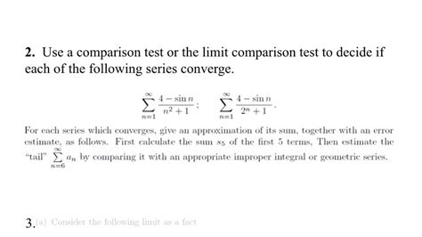 solved 2 use a comparison test or the limit comparison test