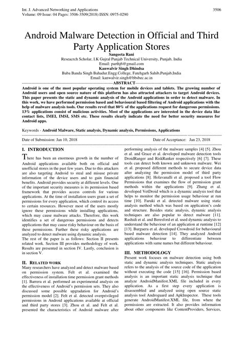 pdf android malware detection in official and third party application stores