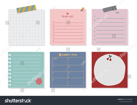 Cute Sticky Note Papers Printable Set Stock Vector Royalty Free